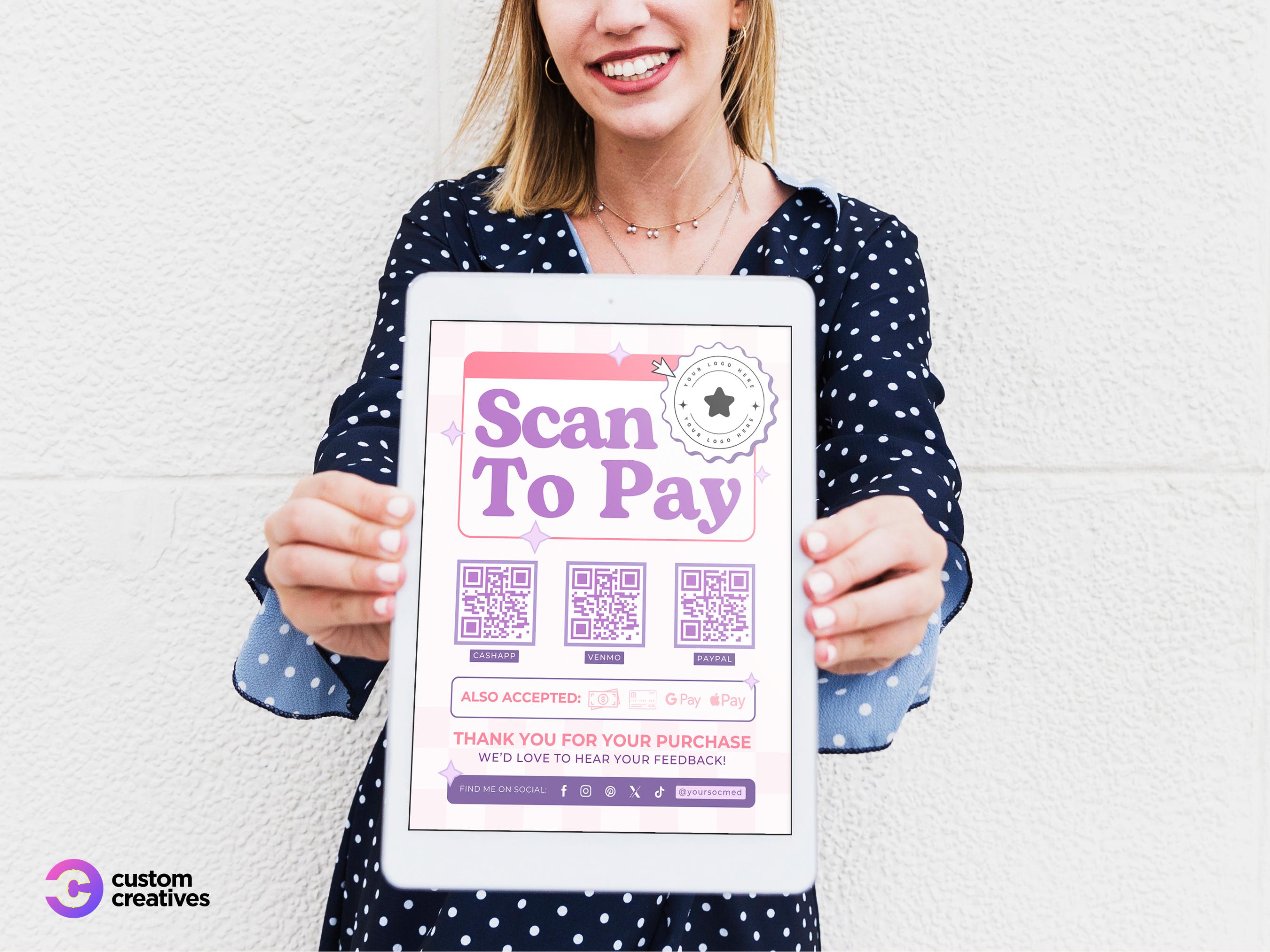 Scan to Pay Template Sign, Ways to Pay Template, QR Code Template ...