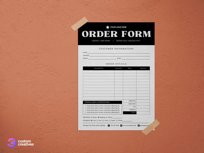 Order Form Template, Order Form Canva Template, Small Business Template ...