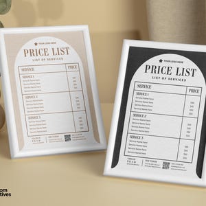 Price List Template, Editable Price List, Product Pricing, Printable ...