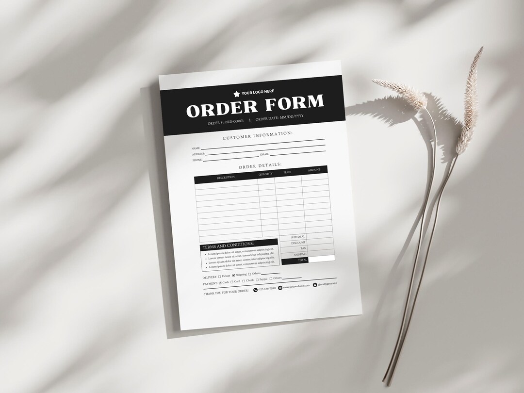 Order Form Template, Order Form Canva Template, Small Business Template ...