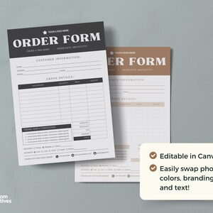 Order Form Template, Order Form Canva Template, Small Business Template ...