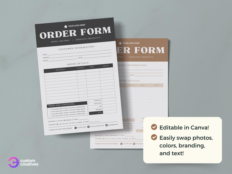 Order Form Template, Order Form Canva Template, Small Business Template ...