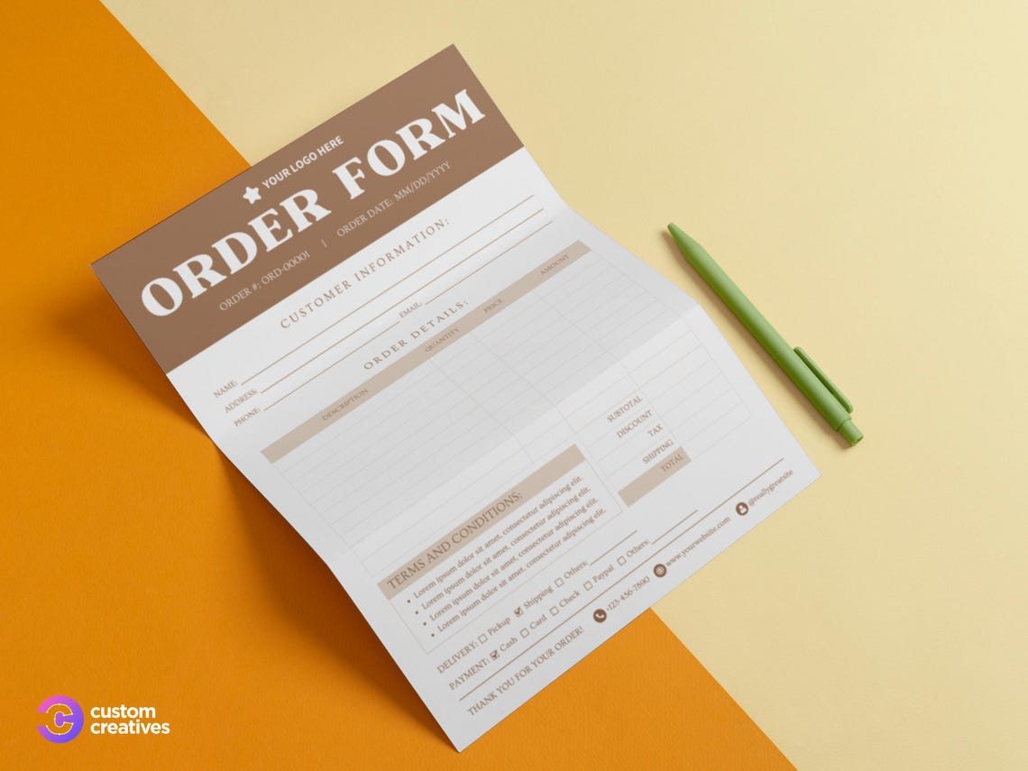 Order Form Template, Order Form Canva Template, Small Business Template ...