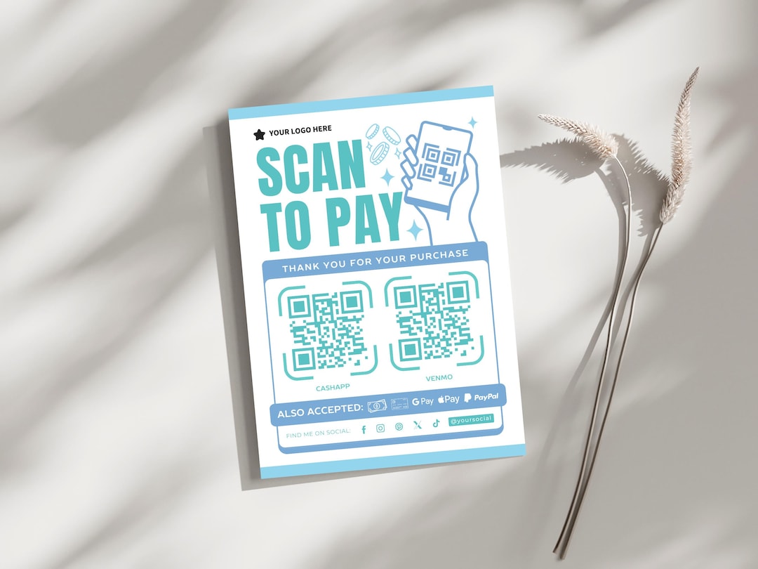 Scan to Pay Template Sign, Ways to Pay Template, QR Code Template ...