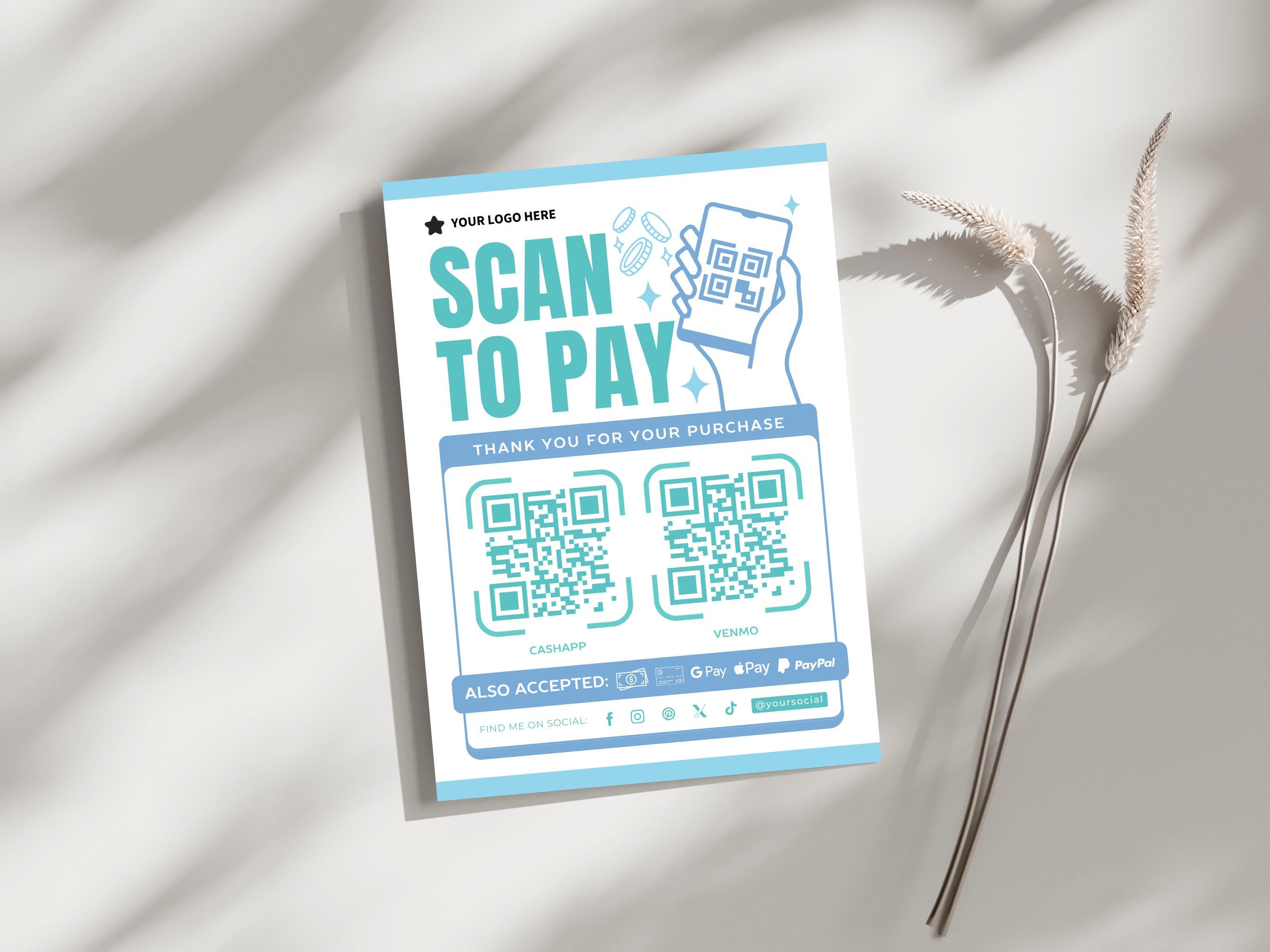 Scan to Pay Template Sign, Ways to Pay Template, QR Code Template ...