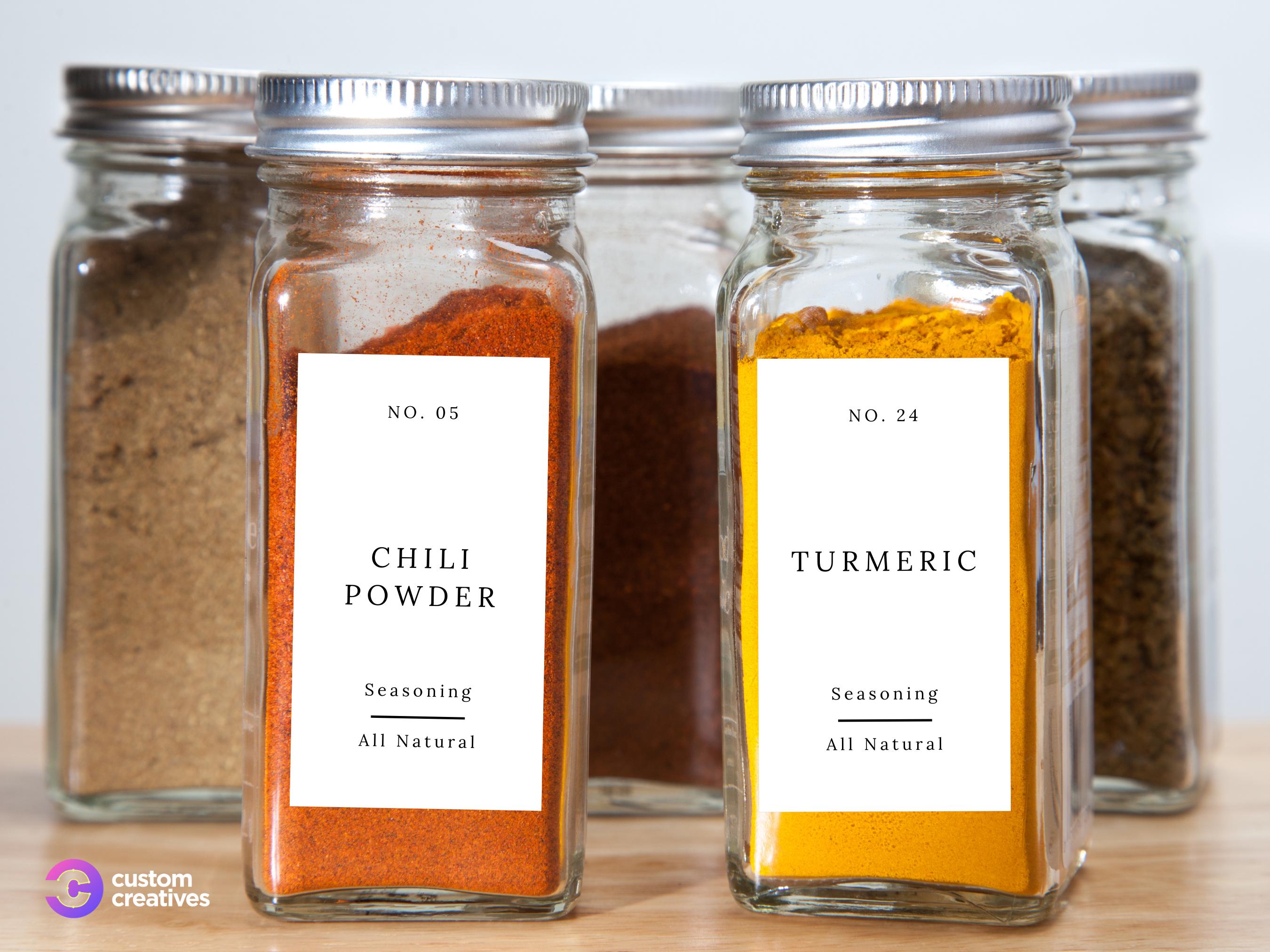 Spice Labels, Spice Jar Labels Template, White Modern Minimalist Design ...