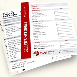 Real Estate Sellers Net Worksheet Template - Professional Realtor Net ...