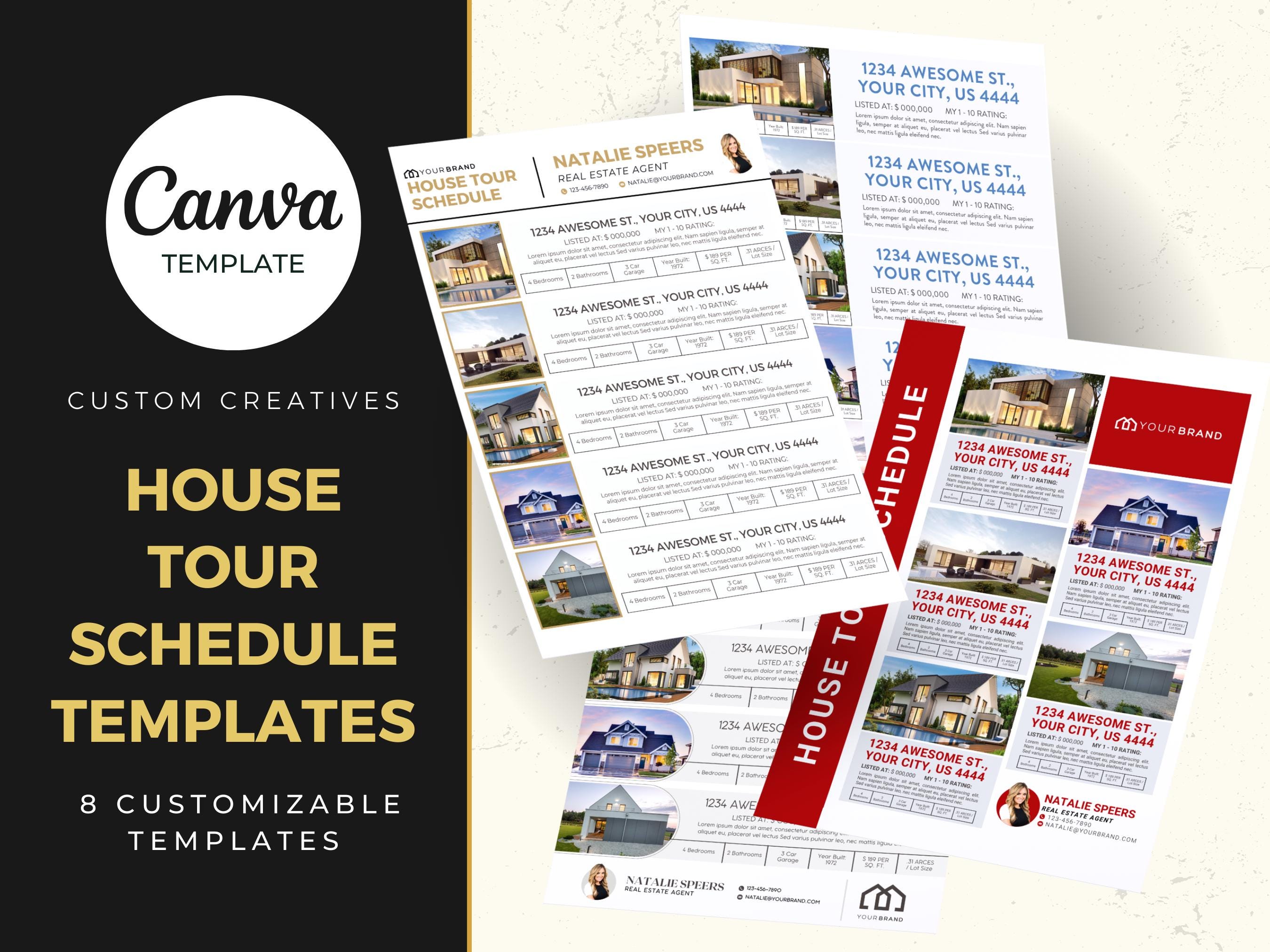 Real Estate House Tour Schedule Template - Editable Canva Template ...