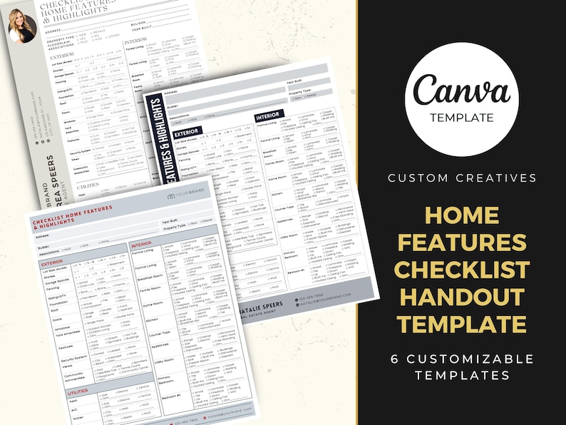 Real Estate Home Features Checklist Handout, Checklist Template ...