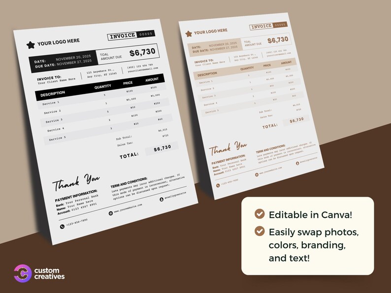 Invoice Template, Invoice Tracker, Bookkeeping Template, Printable ...