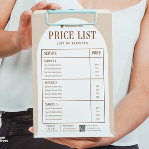 Price List Template, Editable Price List, Product Pricing, Printable ...