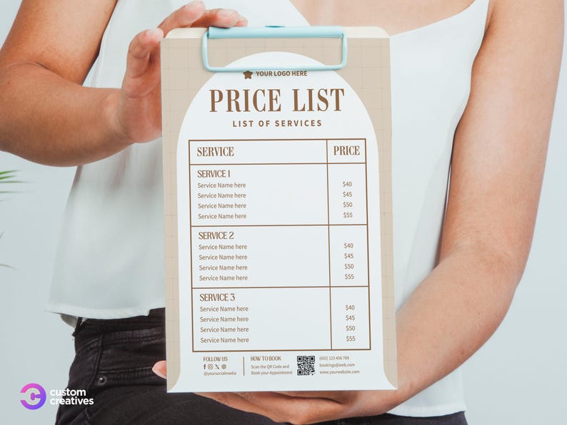 Price List Template, Editable Price List, Product Pricing, Printable ...