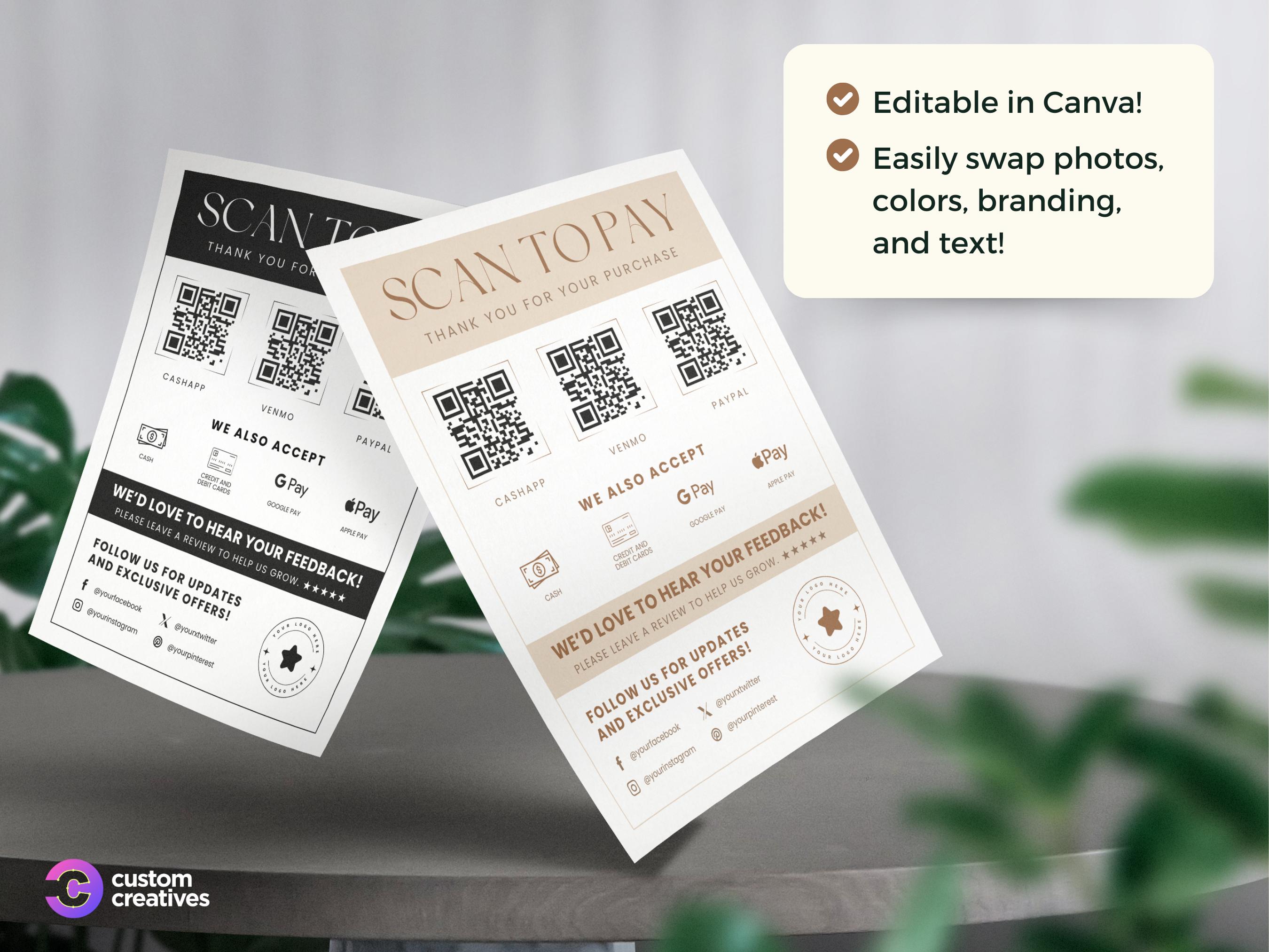 Scan to Pay Template Sign, Ways to Pay Template, QR Code Template ...