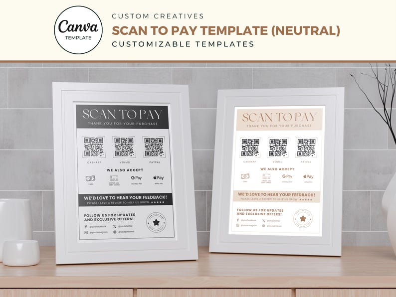 Scan to Pay Template Sign, Ways to Pay Template, QR Code Template ...