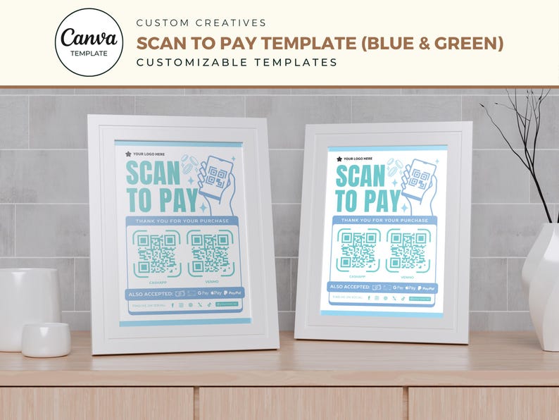 Scan to Pay Template Sign, Ways to Pay Template, QR Code Template ...