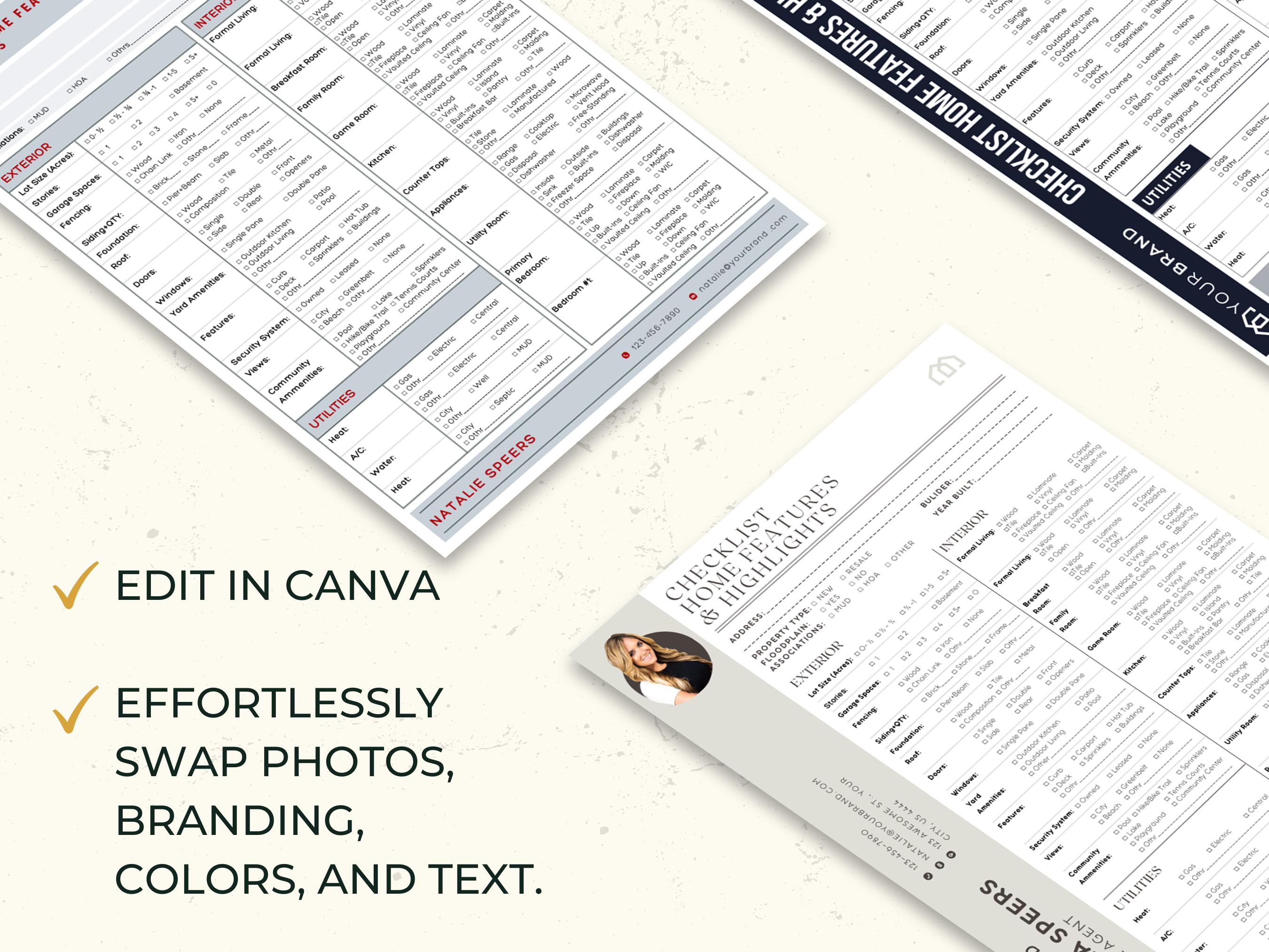 Real Estate Home Features Checklist Handout, Checklist Template ...