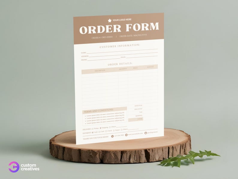 Order Form Template, Order Form Canva Template, Small Business Template ...