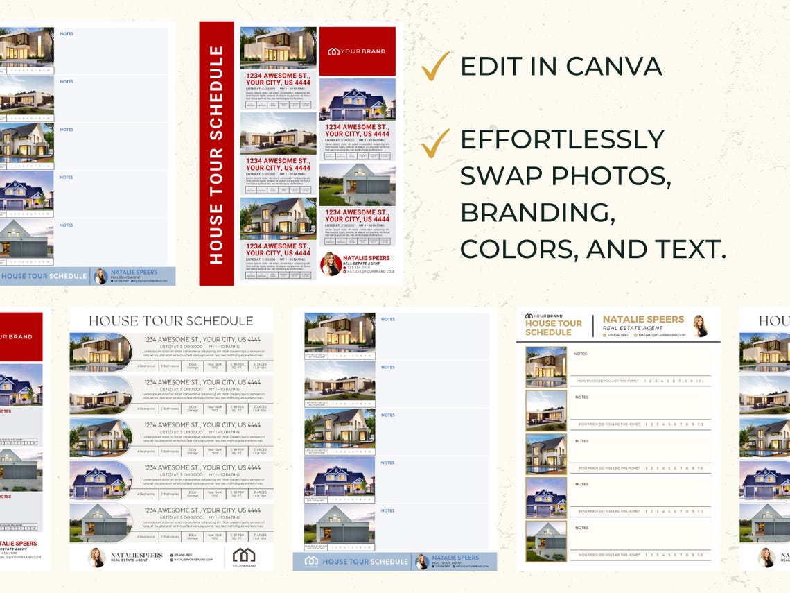 Real Estate House Tour Schedule Template - Editable Canva Template ...