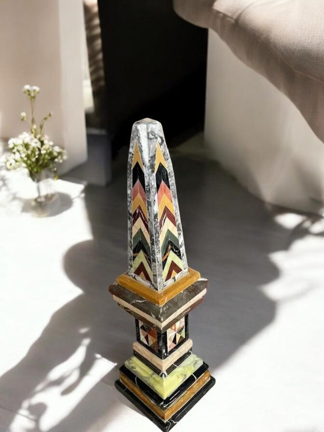 Luxury Marble Obelisk Statue – Tall Marble Obelisk Decor – Handmade ...