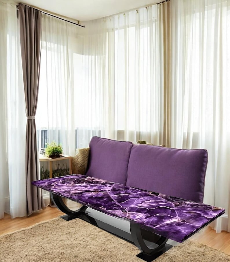 Elegant Amethyst Crystal Table Top: Purple Stone Home Decor - Etsy