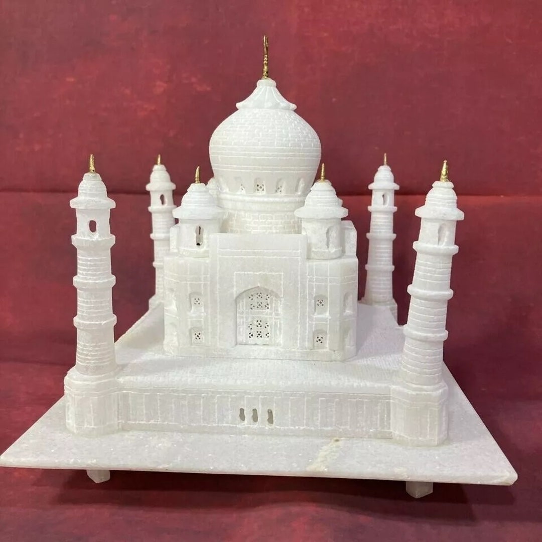 7 White Marble Taj Mahal Miniature Statue Elegant Taj Mahal Replica of ...
