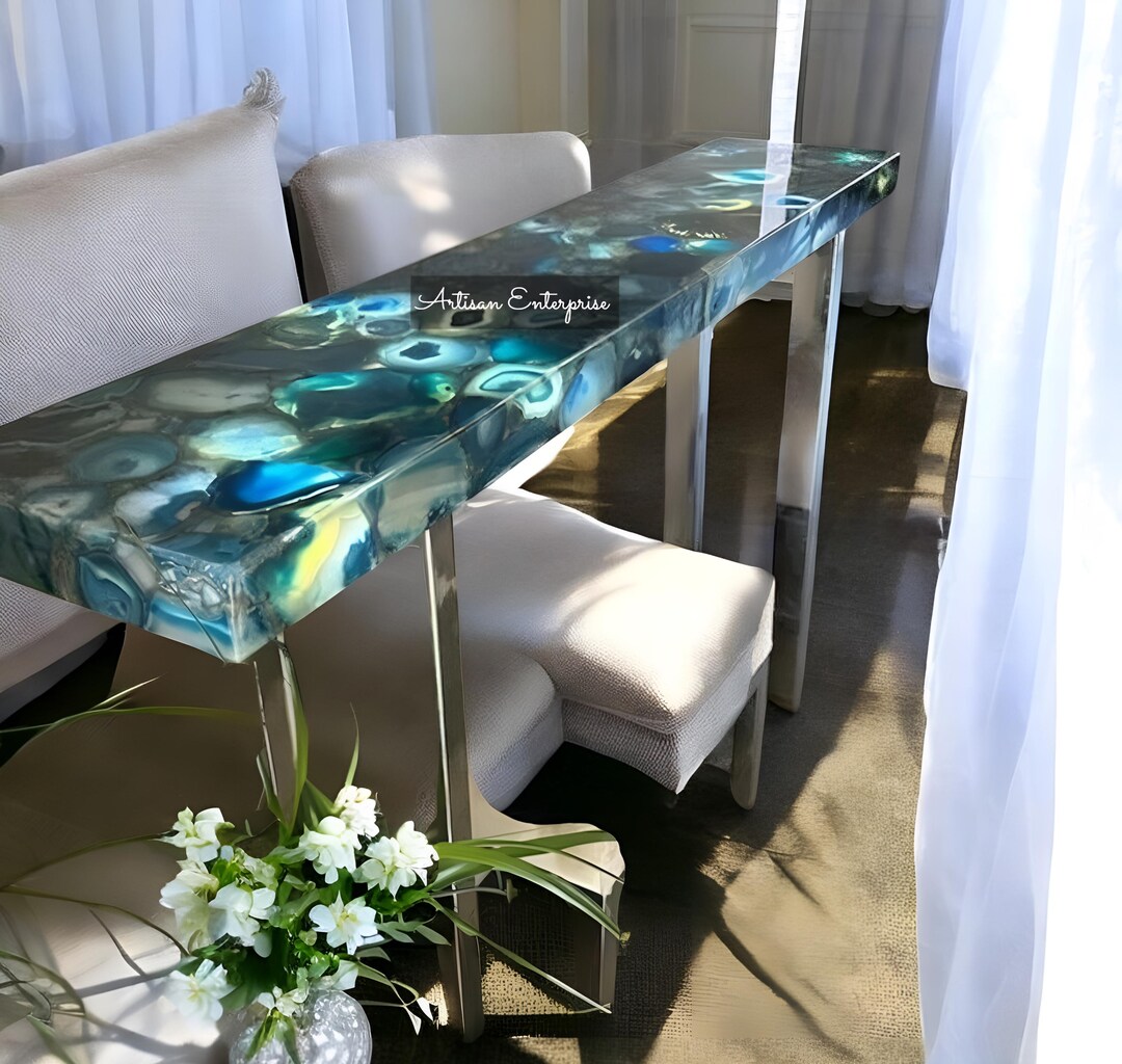 Blue Agate Handmade Countertop Slab: Modern Bar, Kitchen, or Bathroom ...