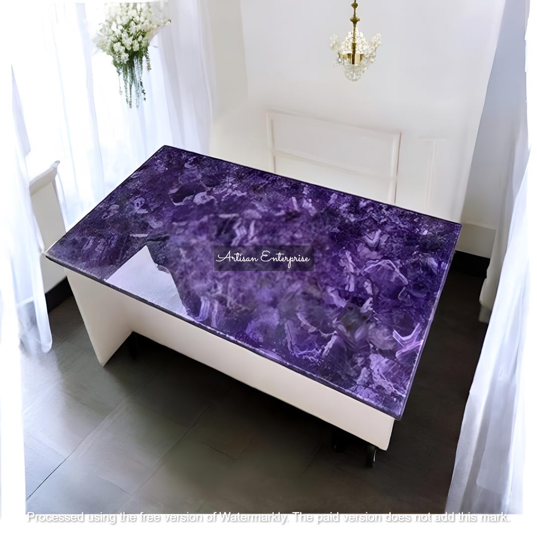 Handmade Amethyst Table Top: Modern Art Decor - Etsy