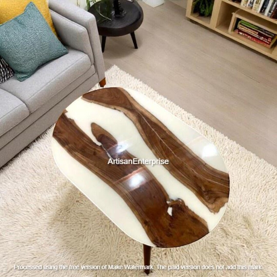 Luxury Oval Epoxy Resin Dining Table: Live Edge Wood Slab - Etsy