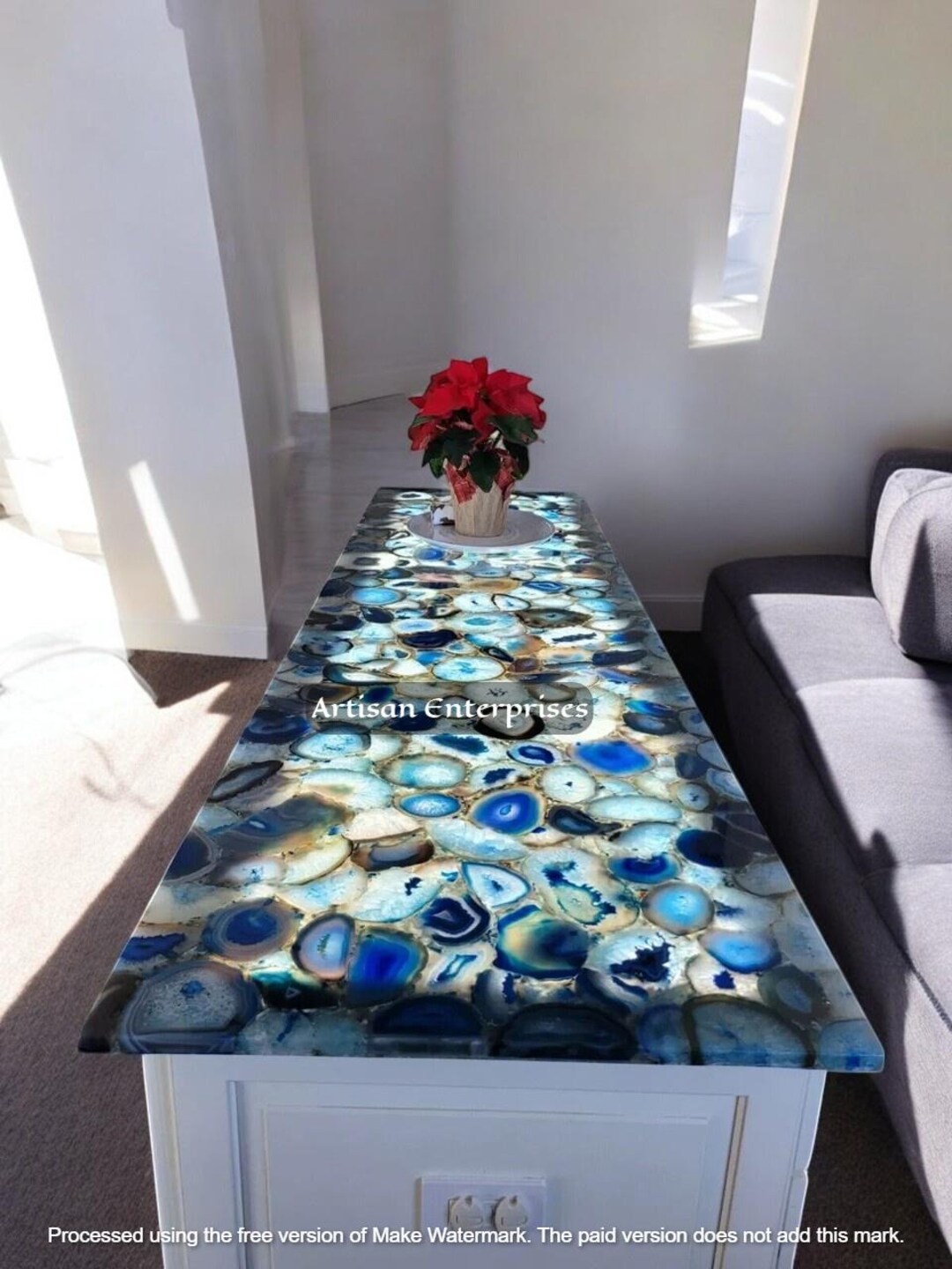 Agate Console Bar Counter Top Dining Table Top Handmade Gemstone ...