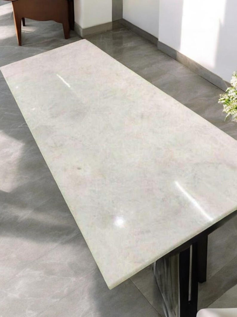 White Quartz Table Top: Sleek Modern Gemstone, Custom Sizes - Etsy