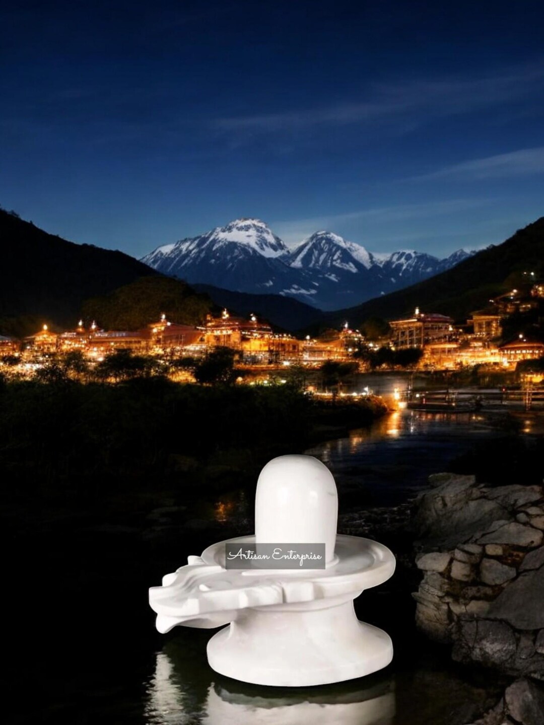 24" Sacred White Marble Shivling With Yoni Base – Shiva Lingam Idol for ...