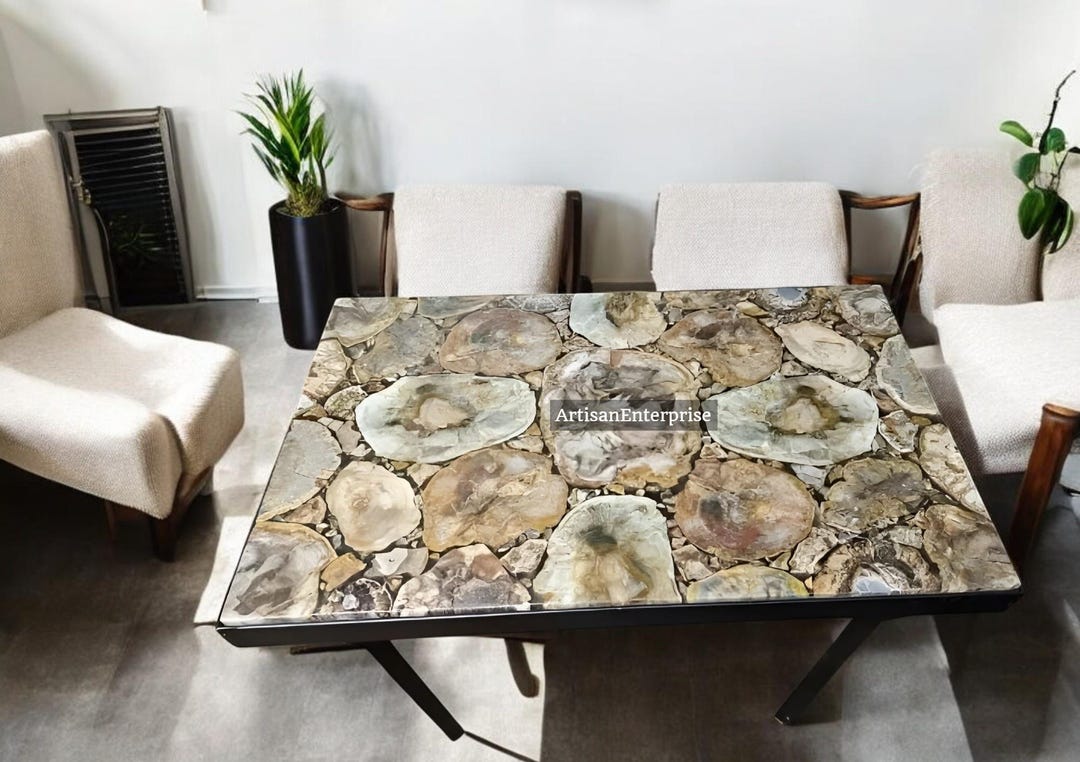 Timeless Petrified Wood Dining Table Top – Unique Stone Slab Design ...