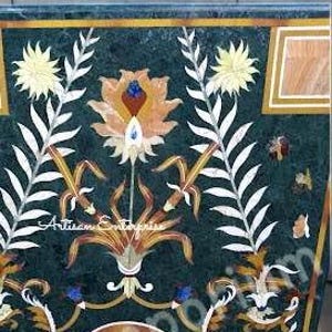 Sophisticated Green Marble Dining Table Top Multi Stone Inlay Art ...