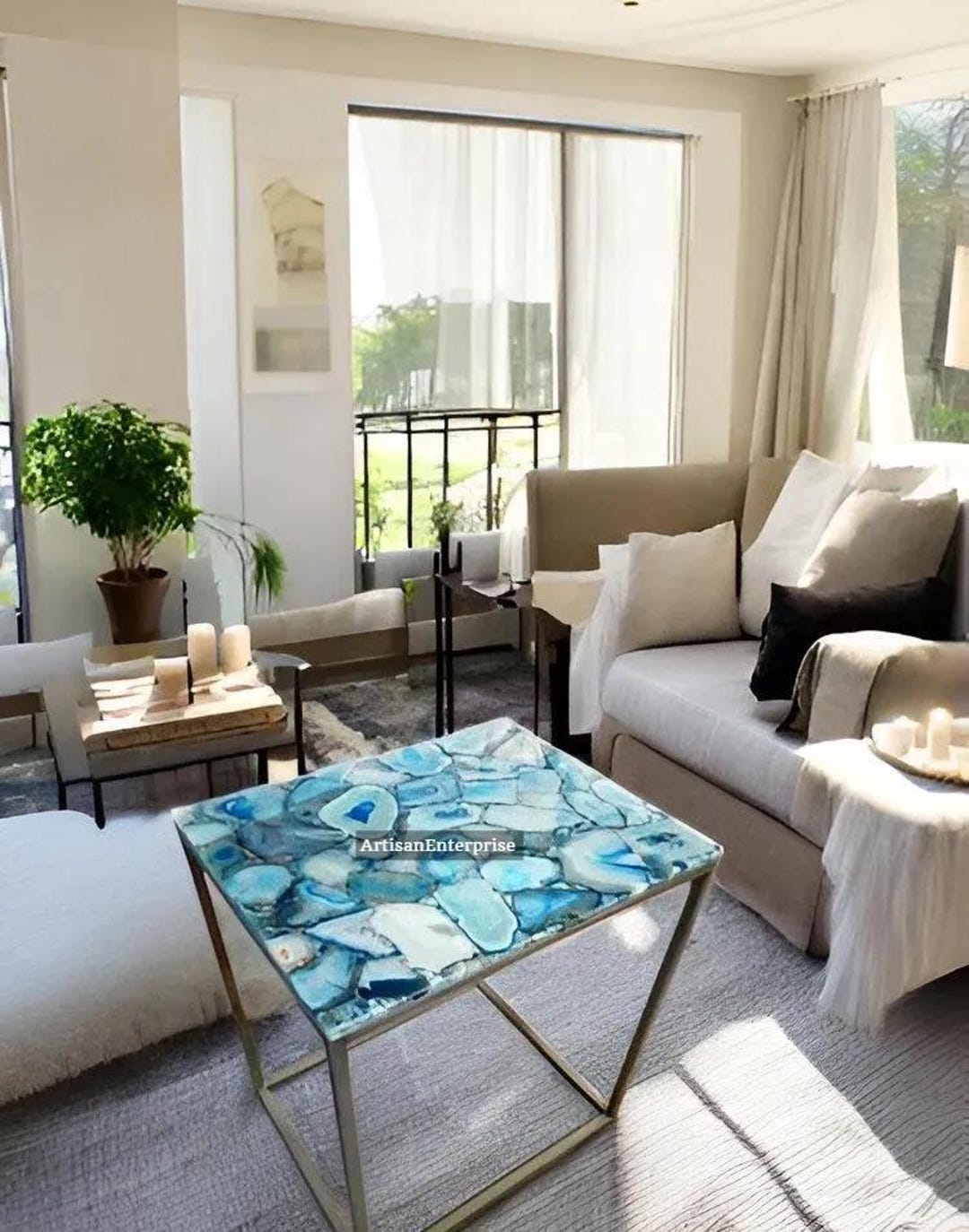 Handmade Square Agate Table Top: Natural Stone Coffee Table - Etsy