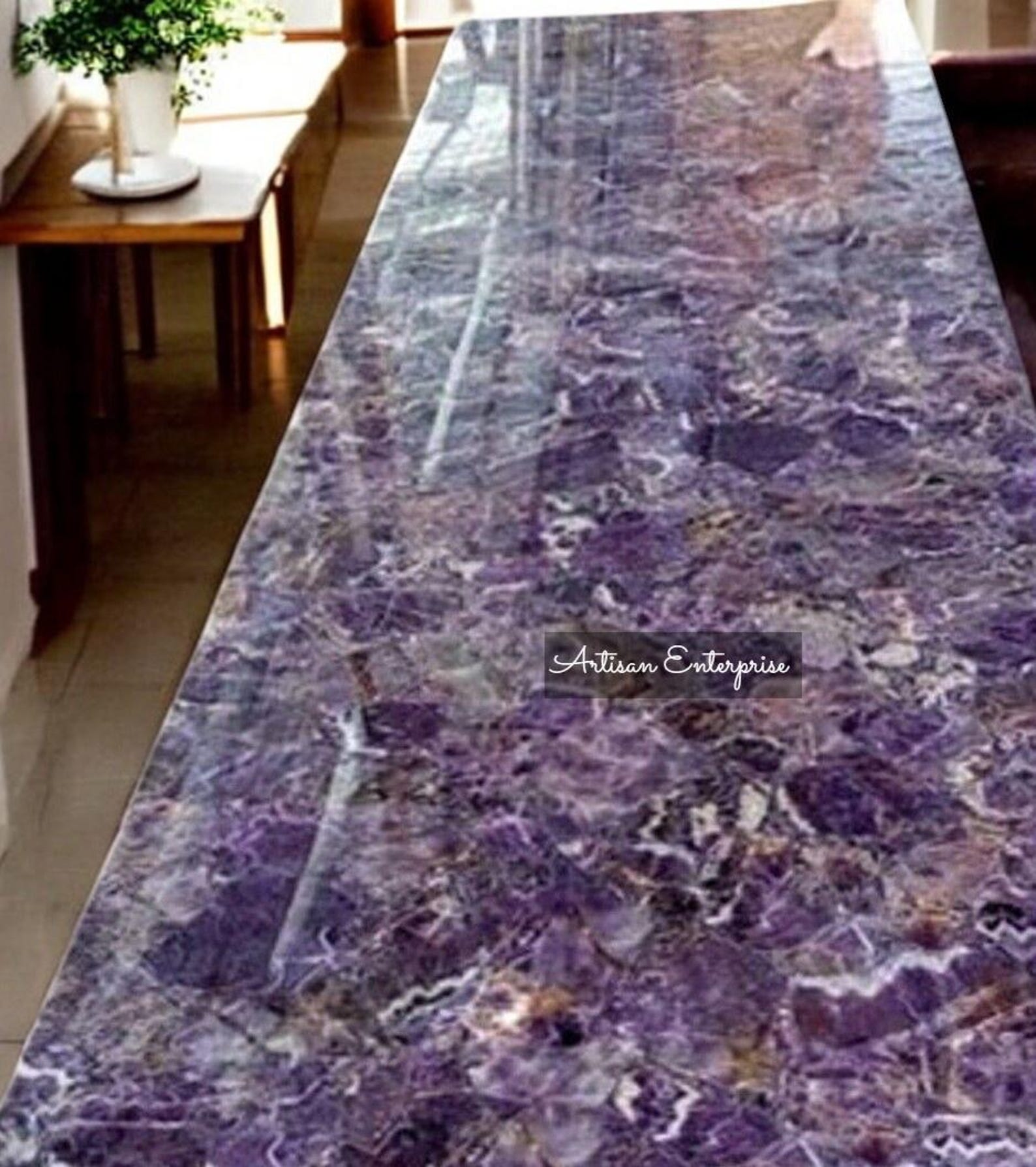 Amethyst Crystal Table Top, Elegant Home Decor, Natural Stone Slab - Etsy