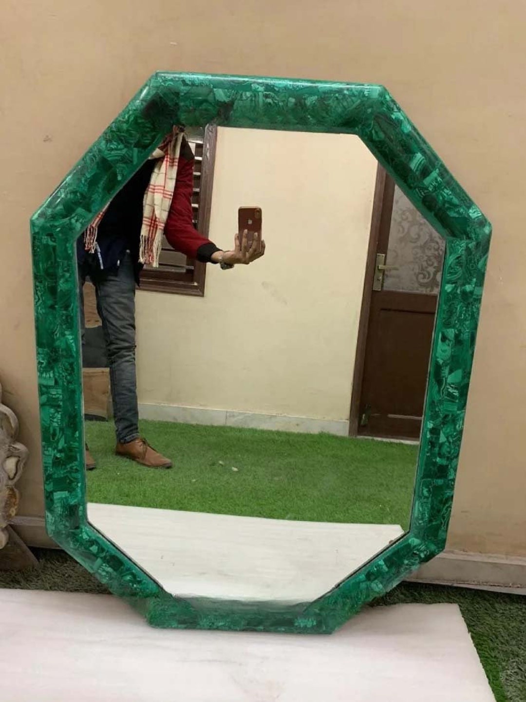 Exquisite Octagon Malachite Stone Mirror Elevate Your Space - Etsy