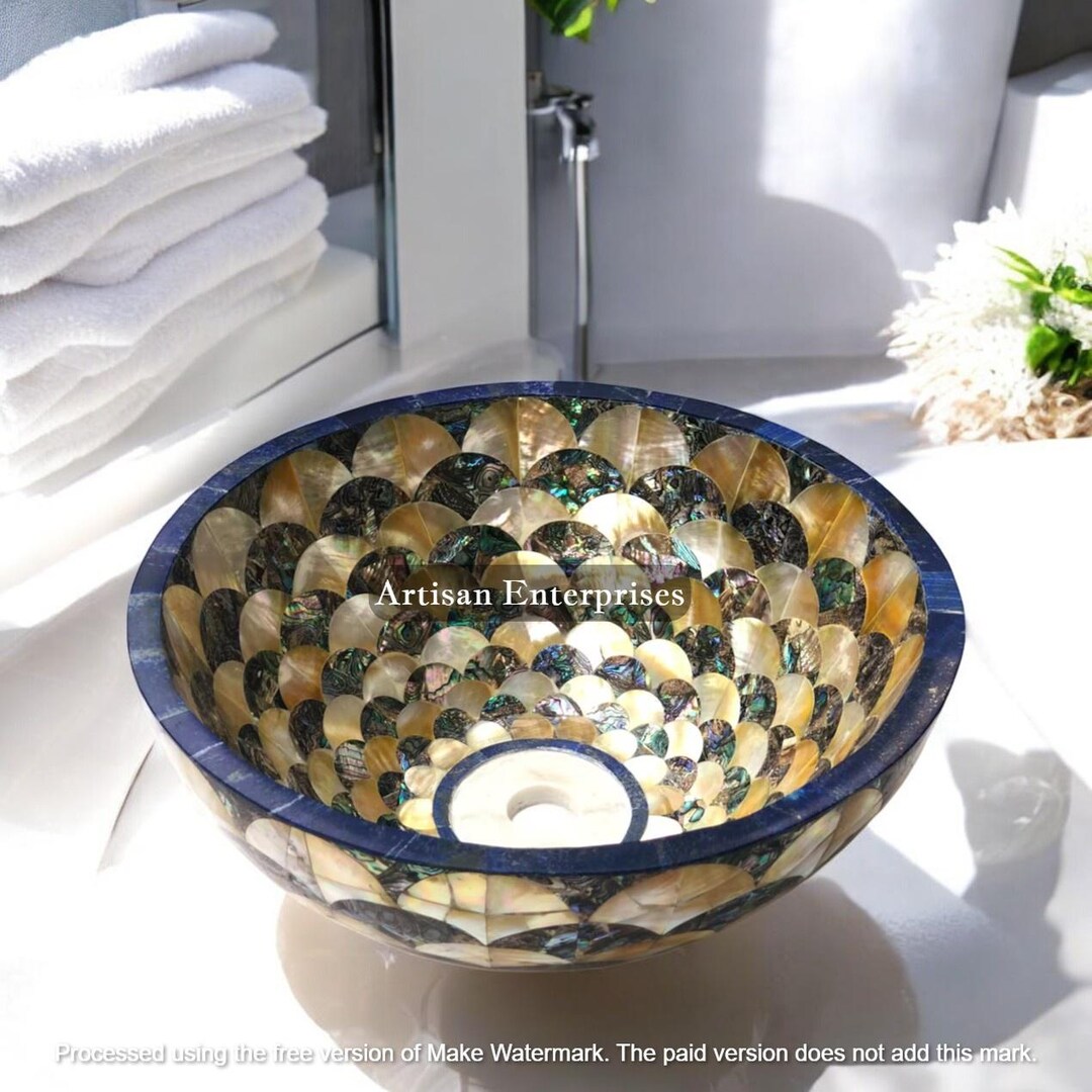 Handmade Lapis Lazuli & MOP Inlay Sink: Luxury Bathroom Basin - Etsy