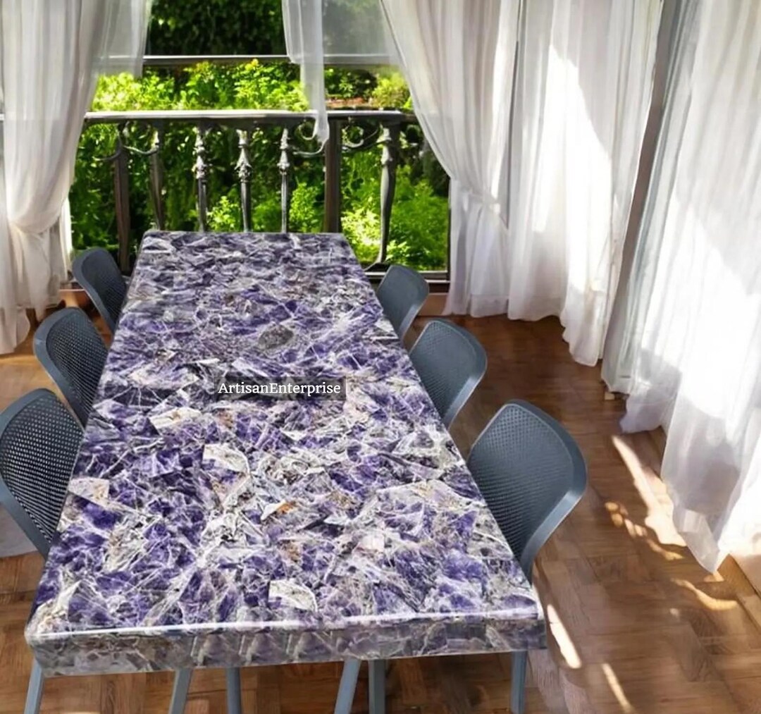 Handmade Amethyst Stone Table Top: Elegant Home Decor - Etsy