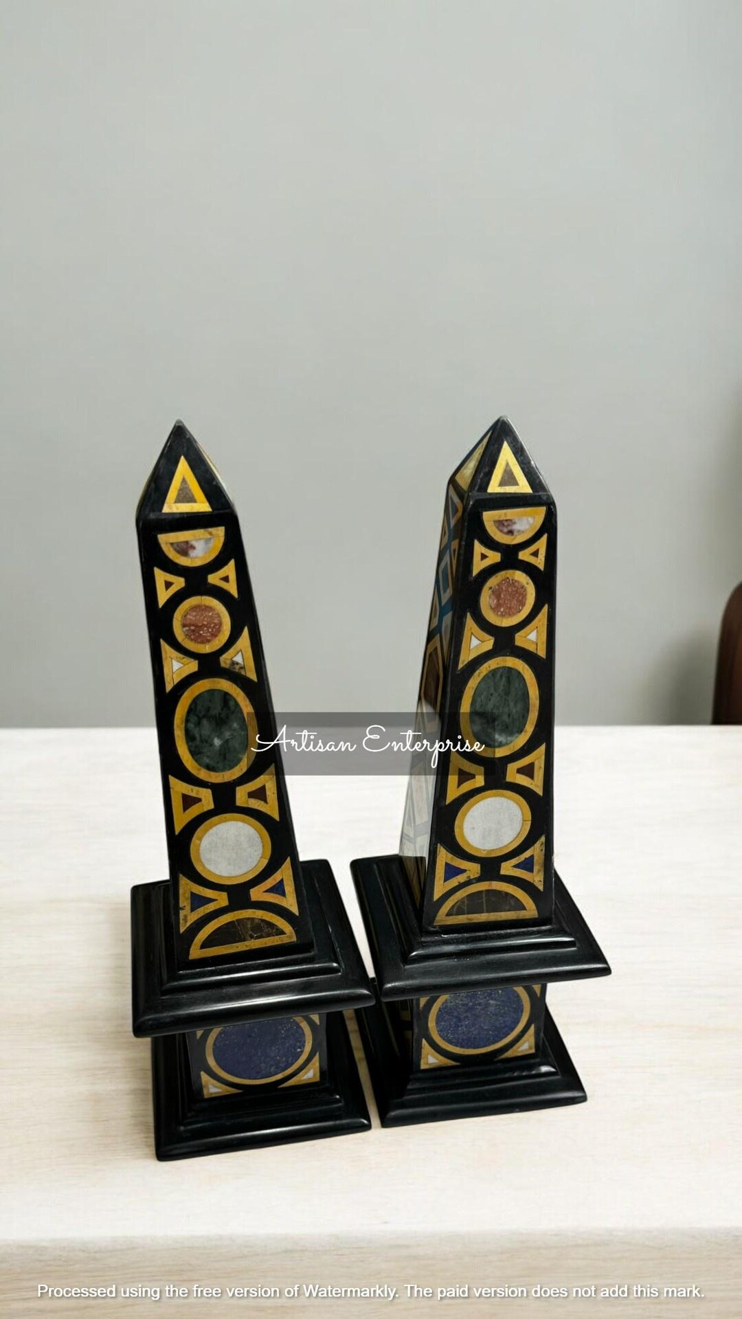 Black Marble Obelisk Tower: Multi Stone Sculpture Decor - Etsy UK