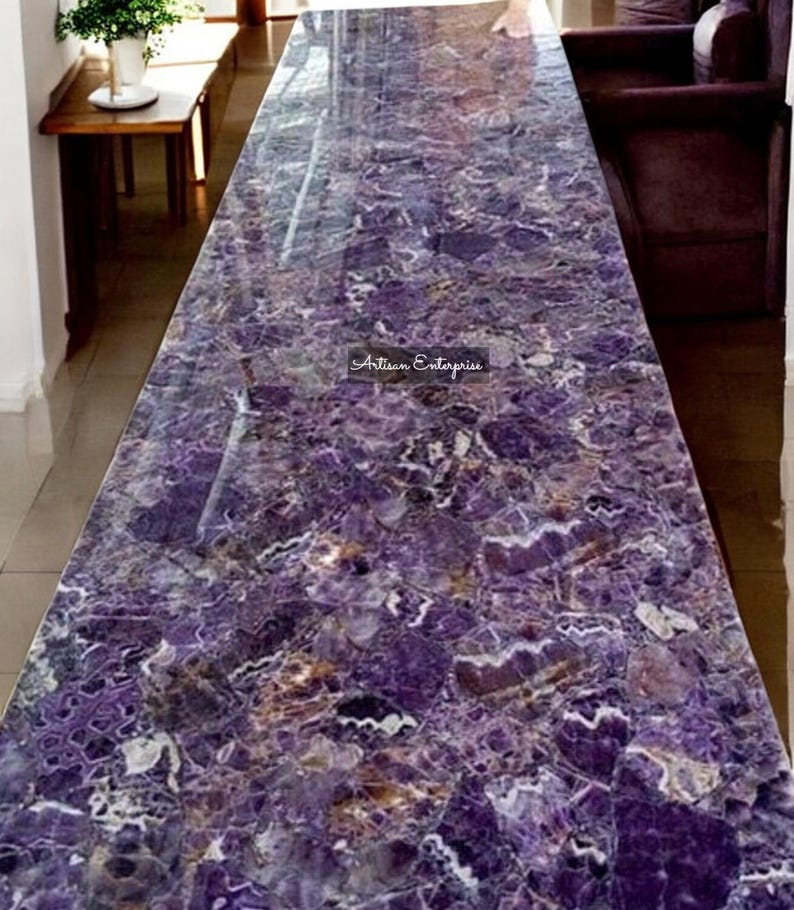Amethyst Crystal Table Top, Elegant Home Decor, Natural Stone Slab - Etsy