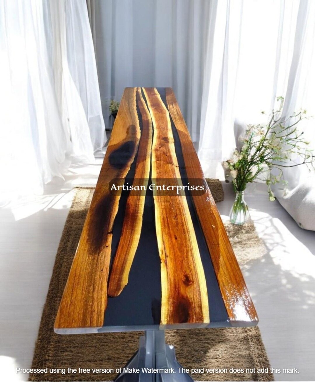 Handmade Black Epoxy Resin Console Table: Modern Home Decor - Etsy