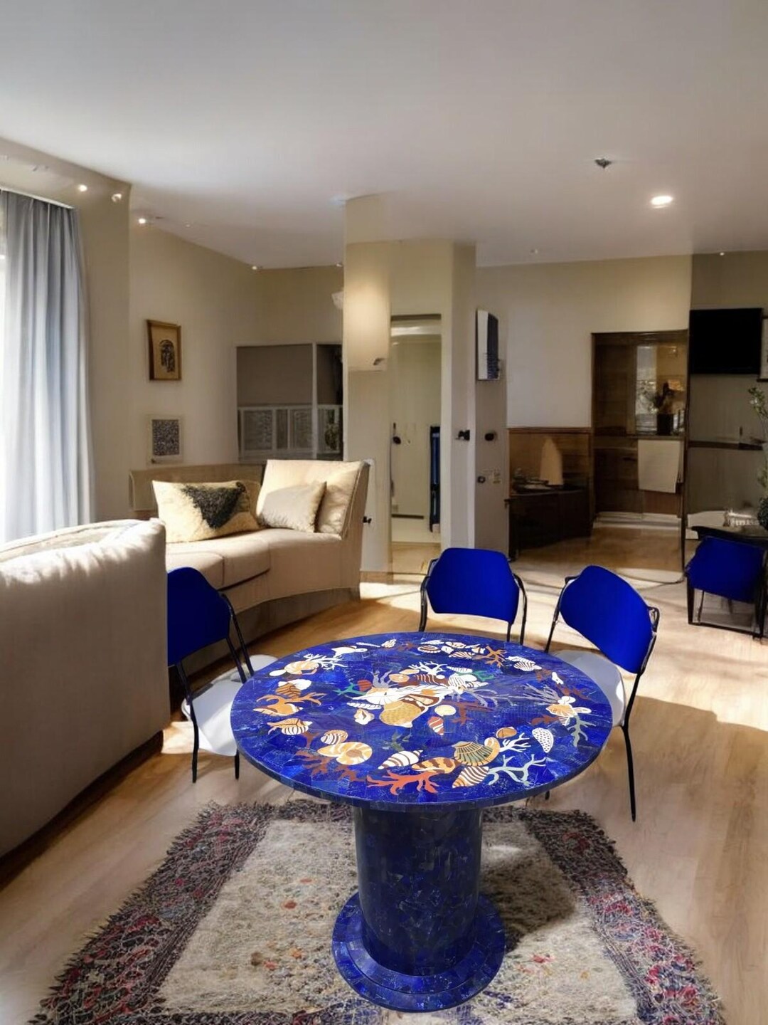 Lapis Lazuli Coffee Table Top Handmade Multi Stone Kitchen Balcony Bar ...