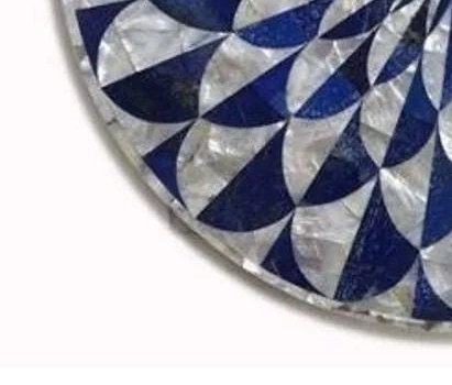 White Marble Coffee Table Semi Precious MOP Stone Inlay Mosaic Art ...