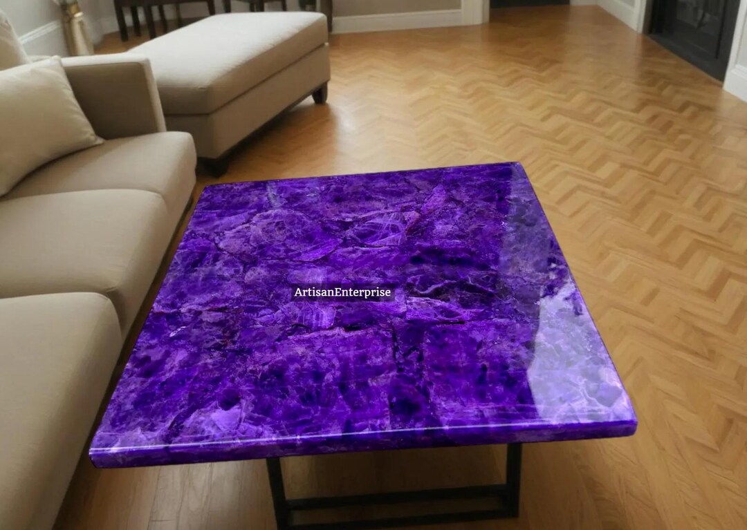 Luxury Amethyst Coffee & Dining Table Handcrafted Square Sofa Center ...