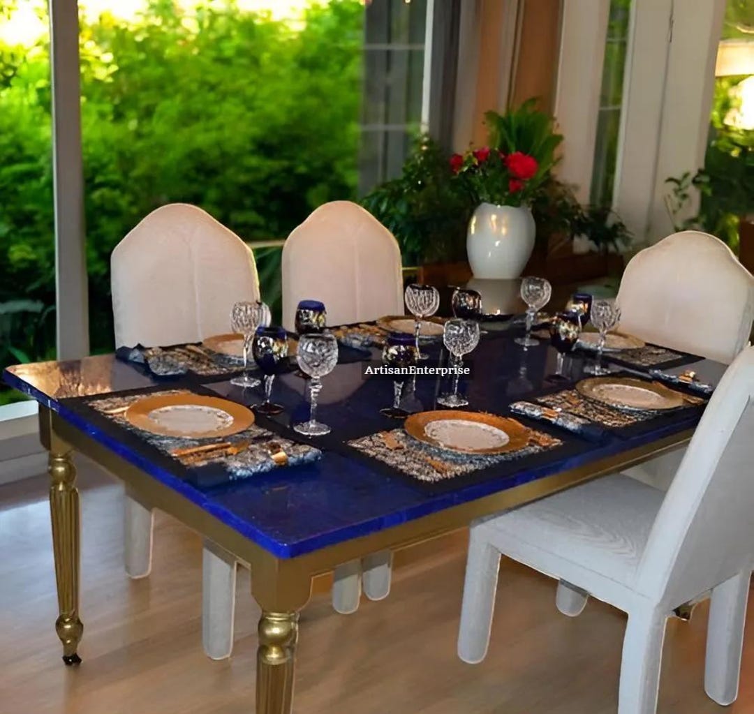 Handcrafted Lapis Lazuli Table Top: Marble Inlay Kitchen Counter - Etsy