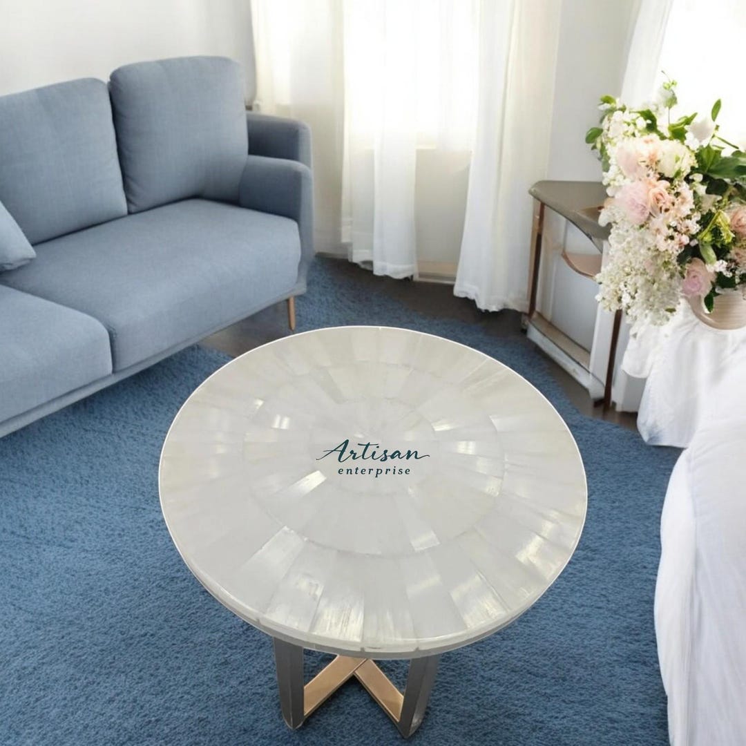 Selenite Dining Table – A Radiant Crystal Selenite Table Top That Adds ...