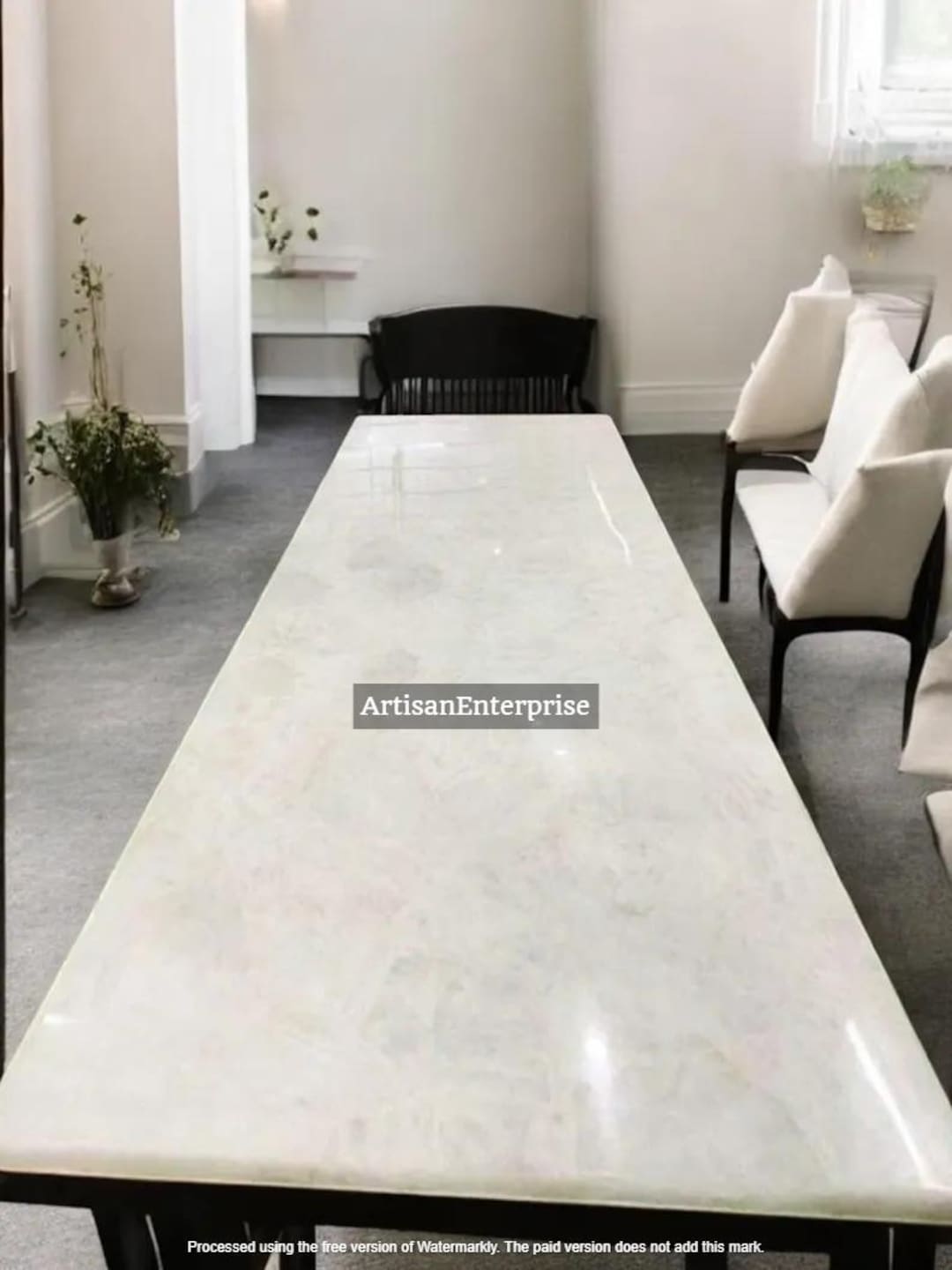 White Quartz Table Top: Sleek Modern Gemstone, Custom Sizes - Etsy