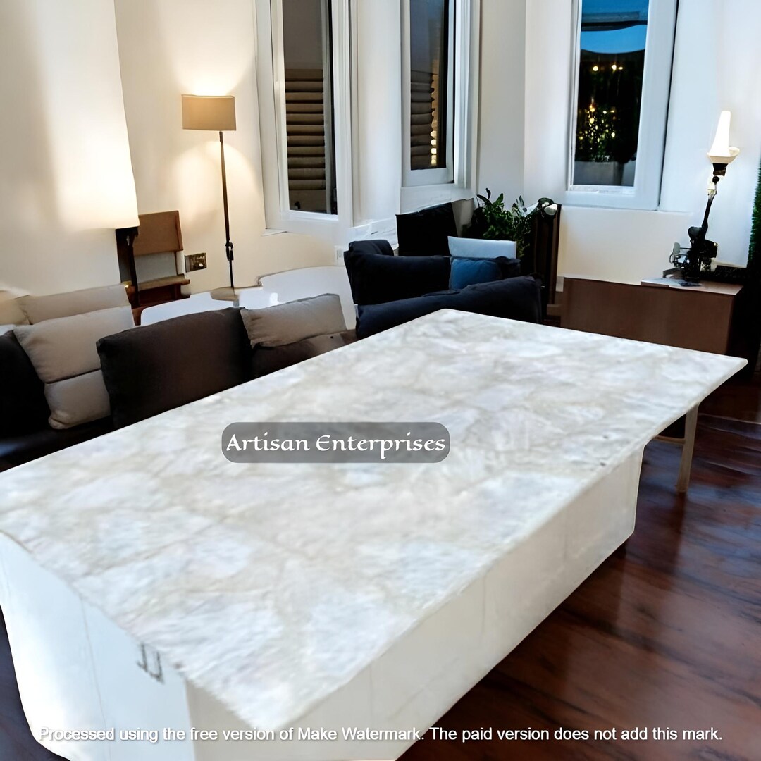 Handmade White Quartz Tabletop: Natural Gemstone Dining Table - Etsy