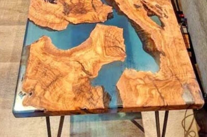 Elevate Your Spaces With Azure Flow Handmade Blue Epoxy River Table - Etsy