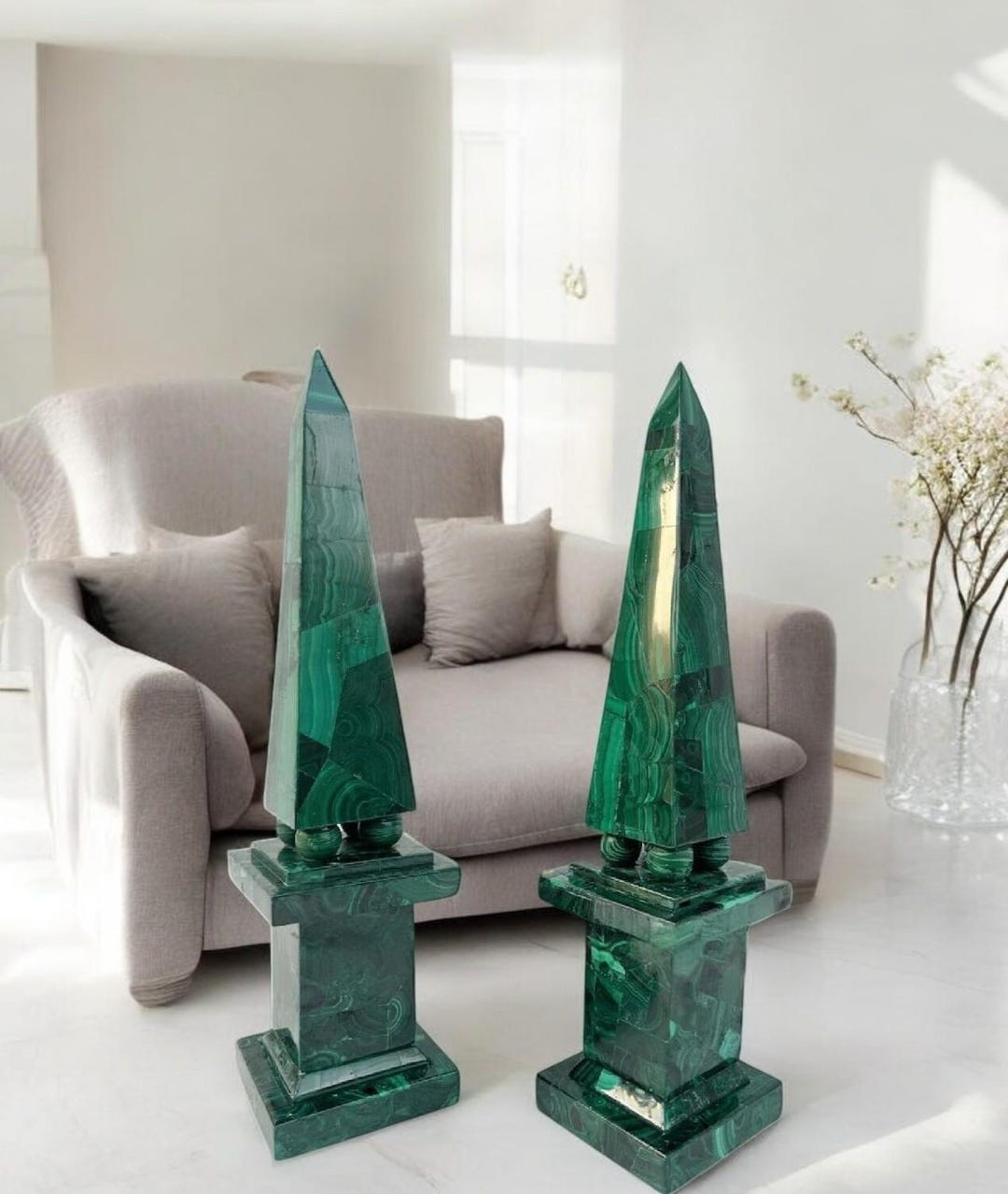Premium Malachite Stone Obelisk Royal – Luxury Crystal Accent Obelisk ...